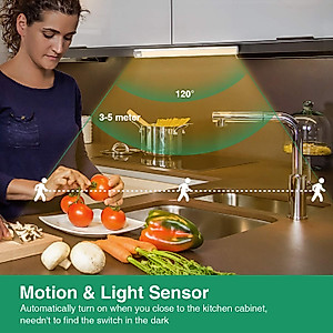 Motion Sensor Cabinet Light 2500mAh 2 Packs Rechargeable 54LED Under Counter Closet Lighting, Wireless Night Light for Cabinet, Drawer, Wardrobe, Kitchen, Hallway