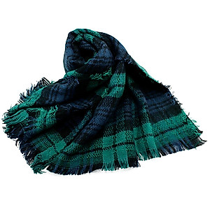 OCT17 Plaid Scarfs for Women Pashmina Tartan Wrap Large Warm Blanket Soft Shawl Checked Winter Fall Scarfs Scarves for Woman - Green