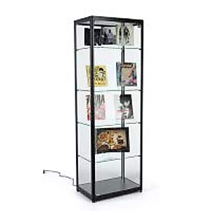 Displays2go 2 Foot Wide Display Cases with Corner Lighting – Black (DCKDMT24B)