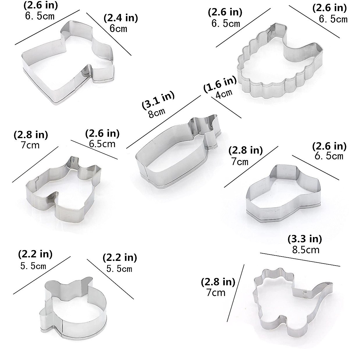  Baby Shower Series Cookie Cutters Set of 7 pcs, Stainless Steel Fondant Cutter Molds Baking DIY