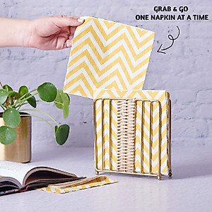 Folkulture Napkin Holder for Table, Napkin Holder for Kitchen Countertop, Square Paper Napkin Holder Modern for Table Decor, Farmhouse Tissue Holder for Centrepiece Decor, Gold