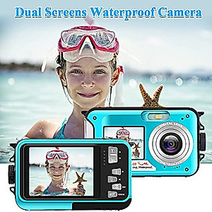 Waterproof Digital Camera Underwater Camera Full HD 2.7K 48 MP Video Recorder Selfie Dual Screens 16X Digital Zoom Flashlight Waterproof Camera for Snorkeling (DV806)…