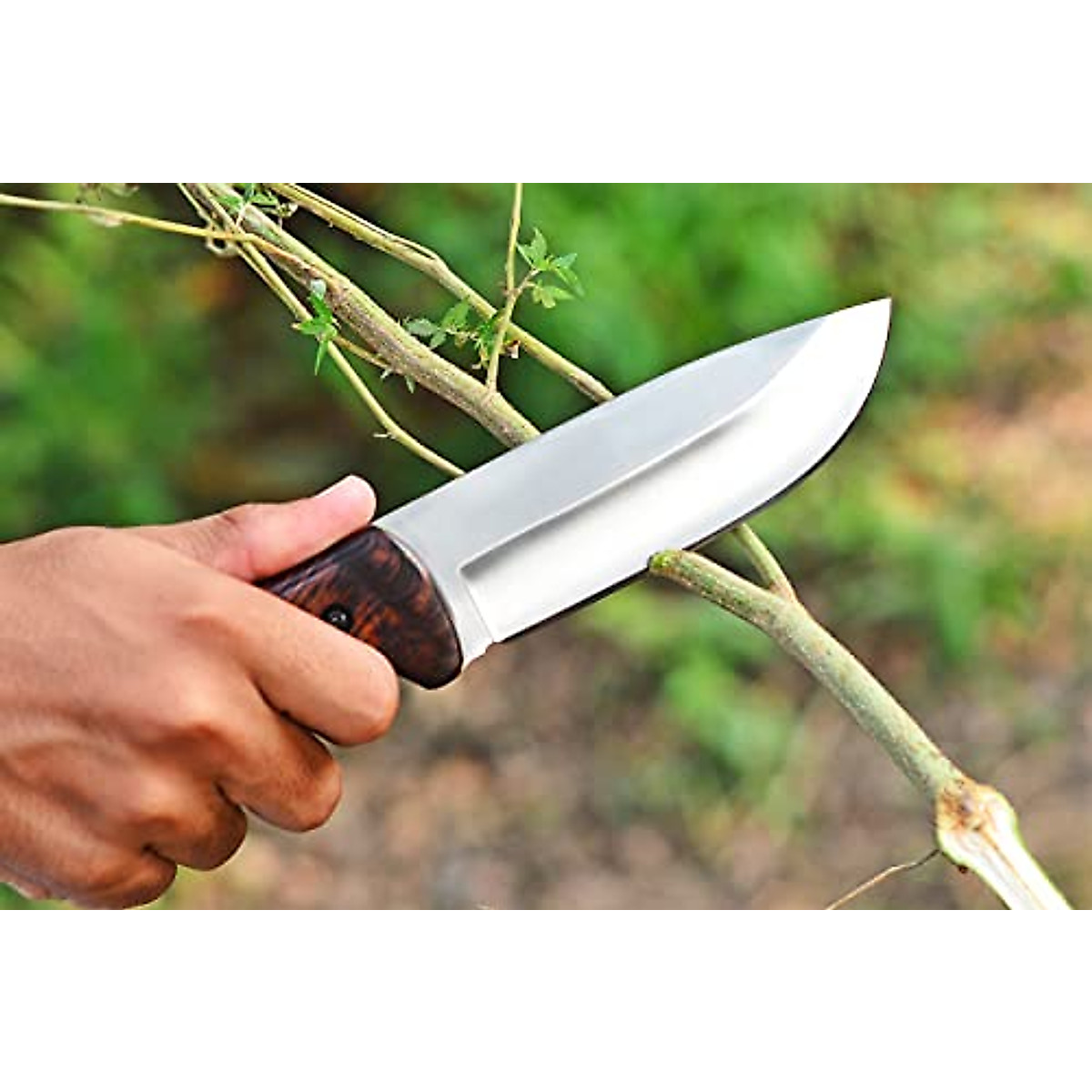 ALZAFASH Handmade Horizontal Carry Knife with Honing Steel , Hunting Knife with Sharpening Steel