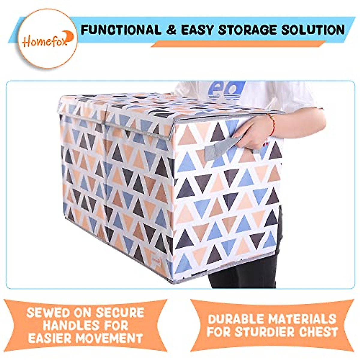 HOMEFOX X-Large Toy Chest - Toy Box - Toy Storage Organizer Bin Basket - 25''x17''x15'' w Flip Top Lid Kid Large ToyBox for Boy Girl Collapsible Portable Stackable Lightweight Foldable Sturdy Storage