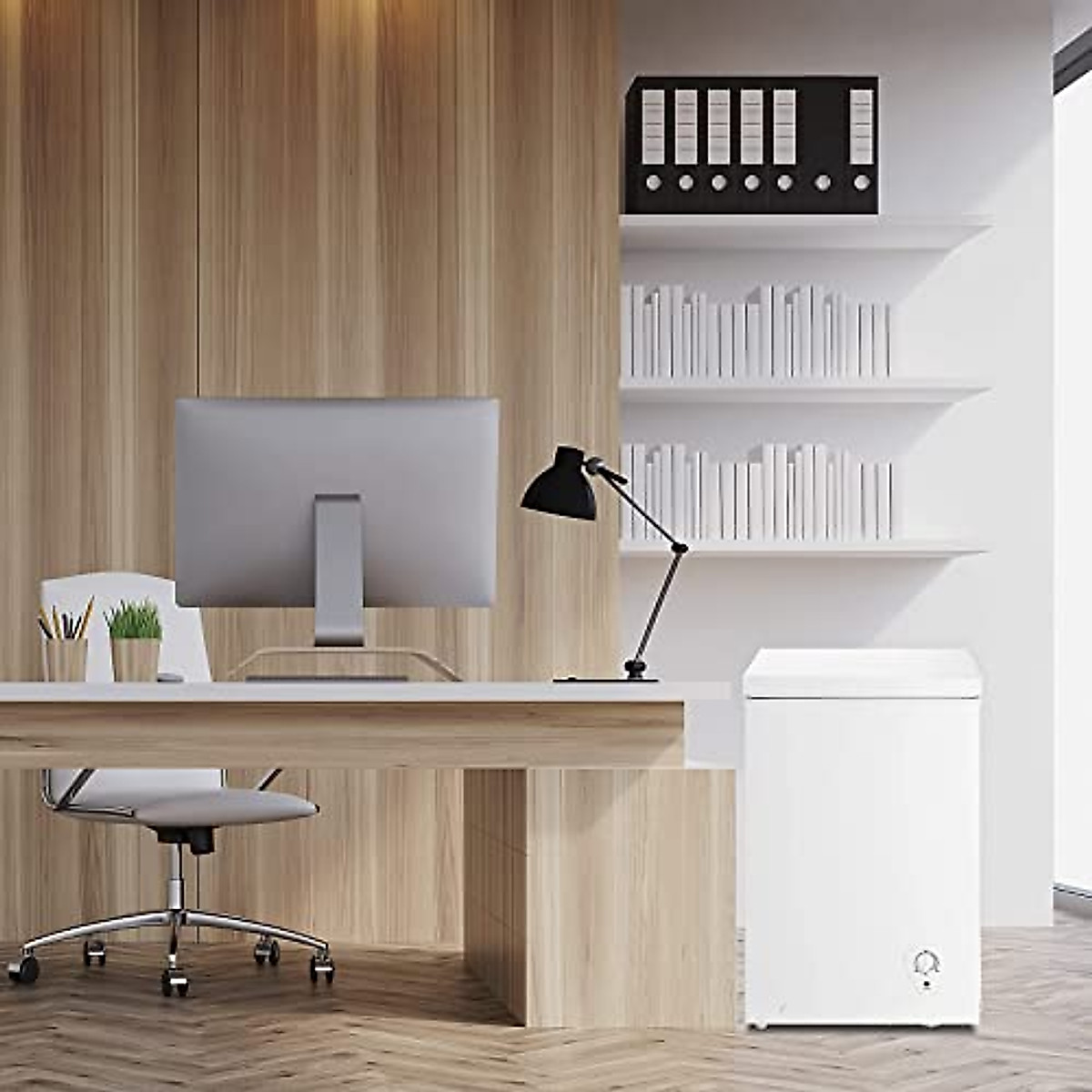 SMETA Deep Freezer Small 4.0 Cubic Feet, Chest Freezer Garage Outdoor Freezers, Freezer Chest Mini Thermostat Control, Compact Freezer for Apartment, Office, Kitchen with Flip-Up Lid, White