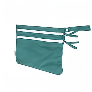 BapronBaby Minimalist Pine Wet Dry Bag - Waterproof Two Zipper Pockets - Reusable for Mealtime, Diapers, Stroller, Snacks, Swimsuits - Machine Washable - 11" x 9"