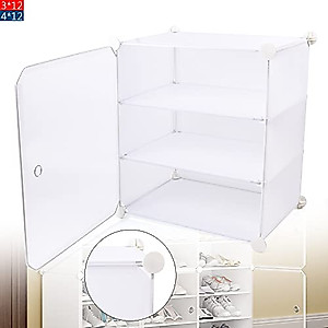 GNJINX 12 Tiers Shoe Rack,Shoe Rack Organizer, Stackable Closet 96 Pairs Shoe Box Storage Cabinet, Durable Modular Shoes Organizer Expandable for Heels, Boots, Slippers