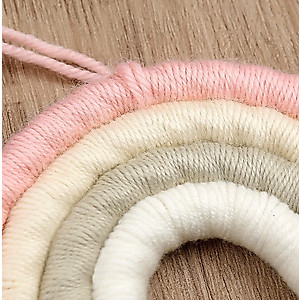 YMVV Rainbow Macrame,Woven Boho Rainbow Wall Hanging with Tassels,Cute Wall Decor for Nursery,Suitable for Festival Ornaments Baby Shower Wedding Pink Rainbow Decor(5.5 x 0.5 x 5)
