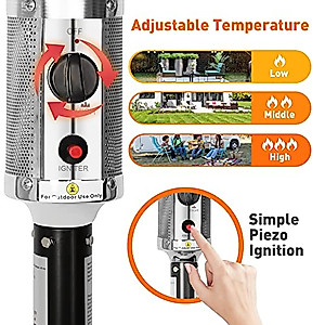 Patio Heater, 36,000 BTU Outdoor Propane Heater, 7 FT Outdoor Patio Heater with Wheels, Tip-Over Protection for Patio, Garden, Commercial and Residential, Black