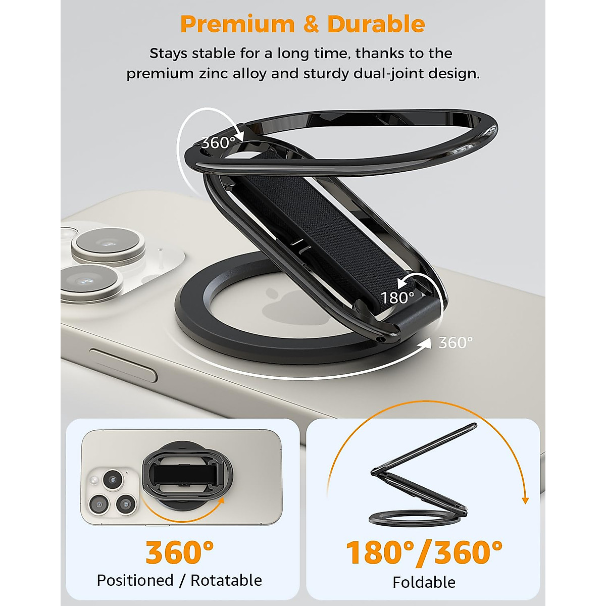 [2025 Newest] SUPERONE for MagSafe Phone Grip for MagSafe Kickstand Compatible with MagSafe Finger Loop, 4-in-1 Phone Ring Holder Strap for MagSafe iPhone 16/15/14/13/12 Series
