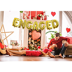 Gold 16INCH Engaged Party Balloon Engagement Golden Aluminum Foil Letters Balloons for Woman Girls Bridal Shower Party Engagement Decorations Party Supplies