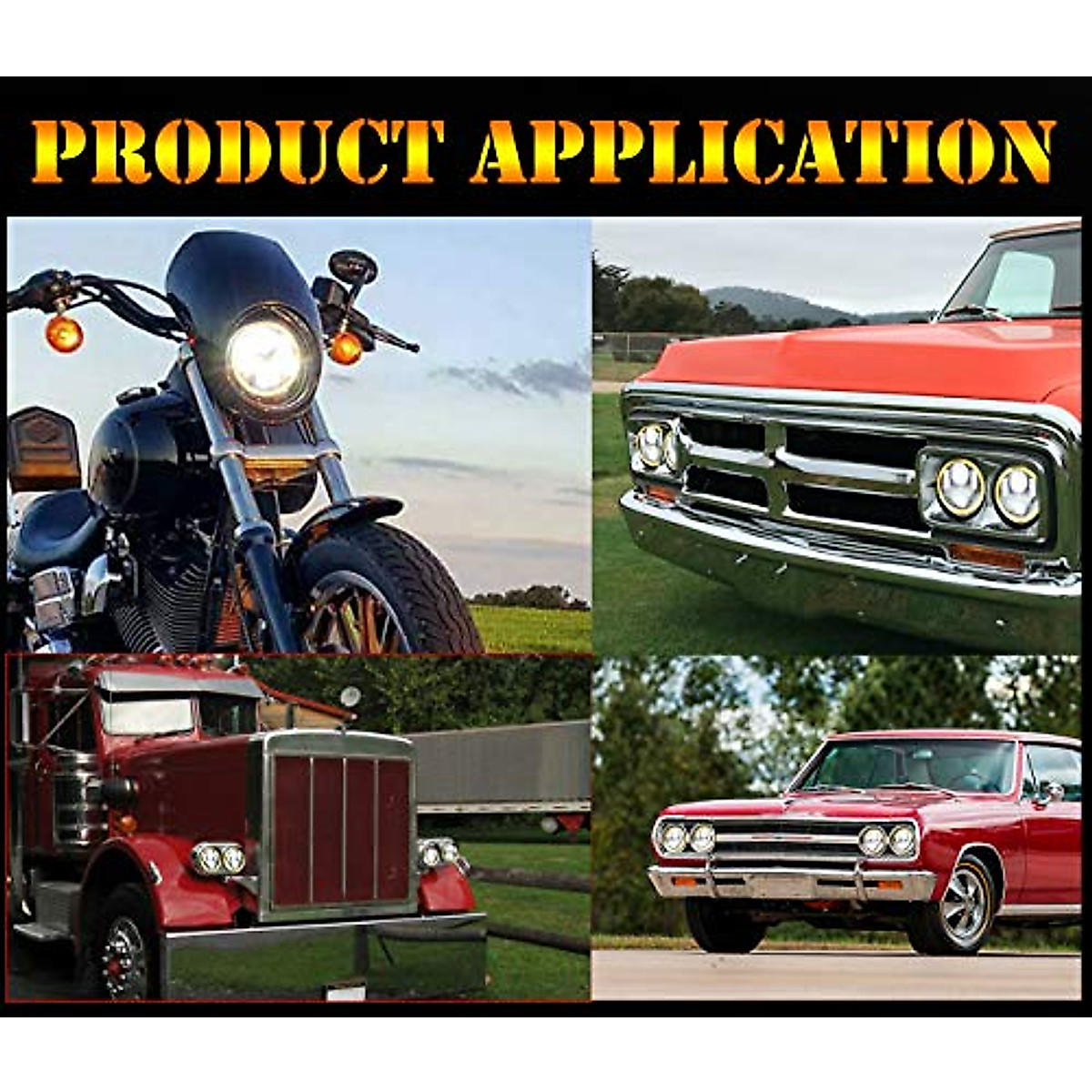 UNI-SHINE 4pcs 5 3/4" 5.75 LED Headlights with High Low Beam Amber turn signal White DRL, 5 3/4 led headlight Halo Ring