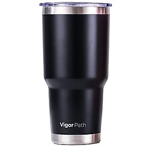 VIGOR PATH Insulated Tumbler Cup with Slide Lid, Double-Walled Vacuum Stainless Steel Water Bottle Travel Mug - Leak-Proof Thermal Cup for Home and Outdoor Adventures - 30oz (Black)