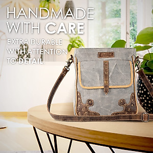 SIXTEASE Crossbody Bag for Women Vintage Style Genuine Leather, Upcycled Canvas, Rug, or Hair On - Cross Body Womens Bags with Inside Zipper Pockets - Ceilo