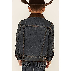 Wrangler Boys' Big Western Lined Jacket, Sherpa Rustic Blue, Large