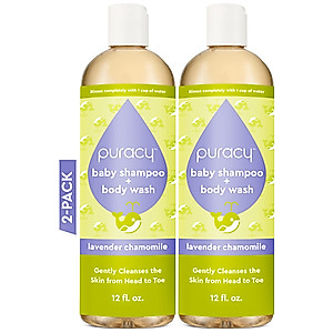 Puracy Baby Shampoo & Body Wash for Children - Pure Ingredients with 12 Fruit & Vegetable Extracts for Silky Smooth Skin, Gentle Lavender Chamomile Aroma, Baby Shampoo, Baby Body Wash 12 Oz (2-Pk)