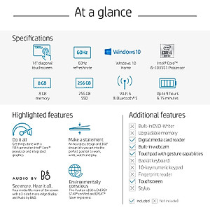 HP 2020 Pavilion x360 14" FHD WLED Touchscreen 2-in-1 Convertible Laptop, Intel Core i5-1035G1 up to 3.6GHz, 8GB DDR4, 256GB SSD, 802.11ac, Bluetooth, Webcam, HDMI, Windows 10,Cloud Blue