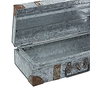 Deco 79 Metal Box with Hinged Lid, Set of 3 13", 16", 19"W, Gray