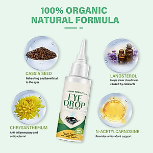 Dog Eye Drops, Eye Drops for Dogs, Relieves Eye Redness & Allergies, Removes Eye Stains & Tear Stains, Eye Infection Treatment for Dogs & Cats