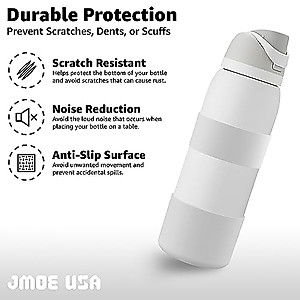 Jmoe USA Silicone Boot Sleeve + Hand Grip for Owala 40oz Water Bottle | BPA Free & Food-Grade Silicone Rubber | Protective Anti-Slip Bottom Bumper Cover | Protects Against Dents & Scratches (White)