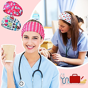 Jexine 12 Pcs Nurse Headbands for Women Non Slip Nursing Headbands with Buttons for Mask Nurse Accessories for Work Elastic Ear Protection Headband Hair Bands for Nurse Gift Spa Yoga Sports(Stylish)