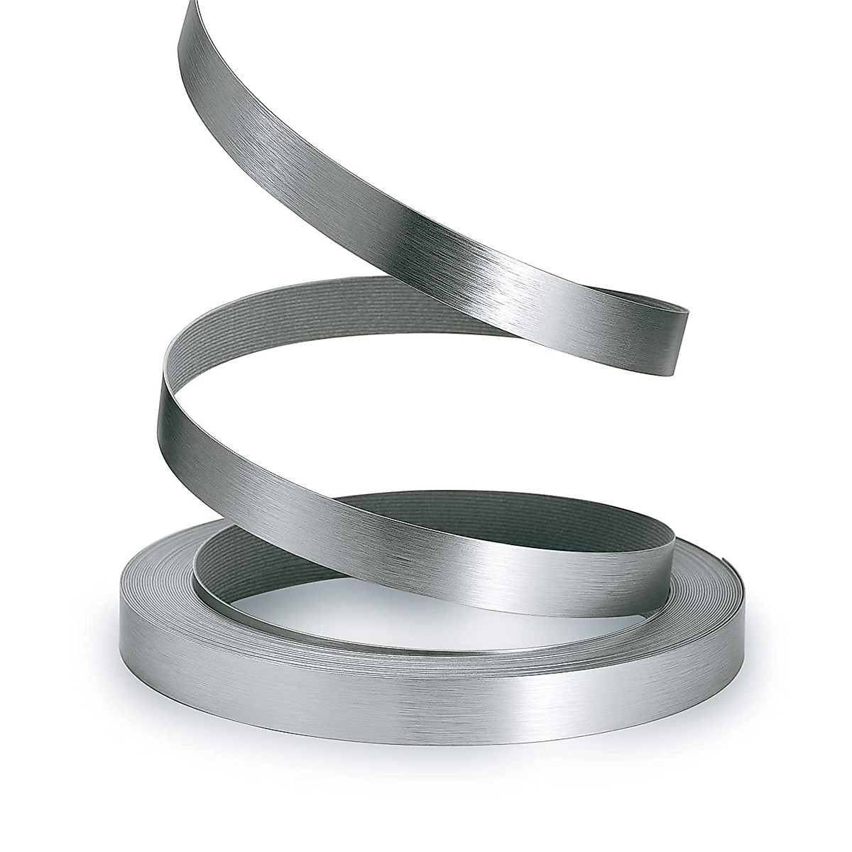 ZYJT PVC Edge Banding, 1" x 25ft Non Glued Flexible Durable Real Brushed Aluminum Grey Silver Veneer Edge Trim for DIY Table Cabinet Furniture Decorative Trim