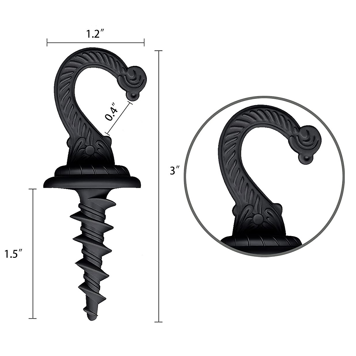 diplambr Swag Driller Hooks Heavy Duty Swag Hook Ceiling Hook Wall Hook Indoor Outdoor for Hanging Plants Chandelier etc. (2, Black)