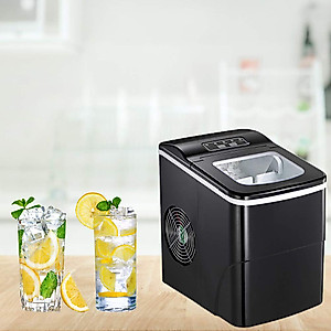 Electactic Ice Maker Machine for Countertop, 26Lbs/24H Portable Electric Ice Makers, Compact Ice Cube Maker with Ice Scoop and Basket 9 Cubes Ready in 6-8 Minutes,Ice Making Machine for Home(Black)