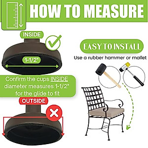 Project Patio 1.5 Inch Wrought Iron Furniture Feet Cap Glide Replacement Outdoor Chair Leg Floor Protector Insert Parts - 24-Pack