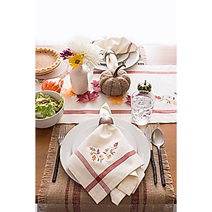 DII Thankful Autumn Collection Fall Tabletop Decoration, Square Napkin Set, 20x20, Falling Leaves, 6 Piece