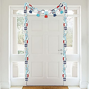 Big Dot of Happiness Ahoy It’s a Boy - 90 Chain Links and 30 Paper Tassels Decoration Kit - Nautical Baby Shower Paper Chains Garland - 21 feet