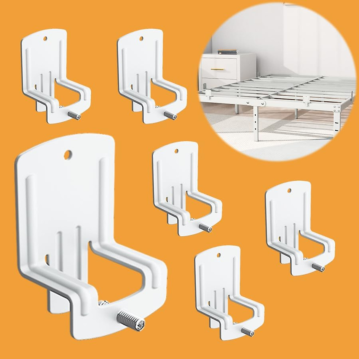 Set of 6 Metal Anti-Slip Mattress Gaskets - Prevents Sliding & Keeps Mattress in Place/Enjoy Peaceful Nights- Easy Installation/Solid Design White