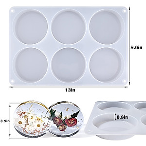 Resin Coaster Molds 6-Cavity Thick Round Coaster Silicone Molds for Resin Casting, Large Coaster Molds for Epoxy Resin DIY Custom Coasters Resin Art Gifts Home Decoration