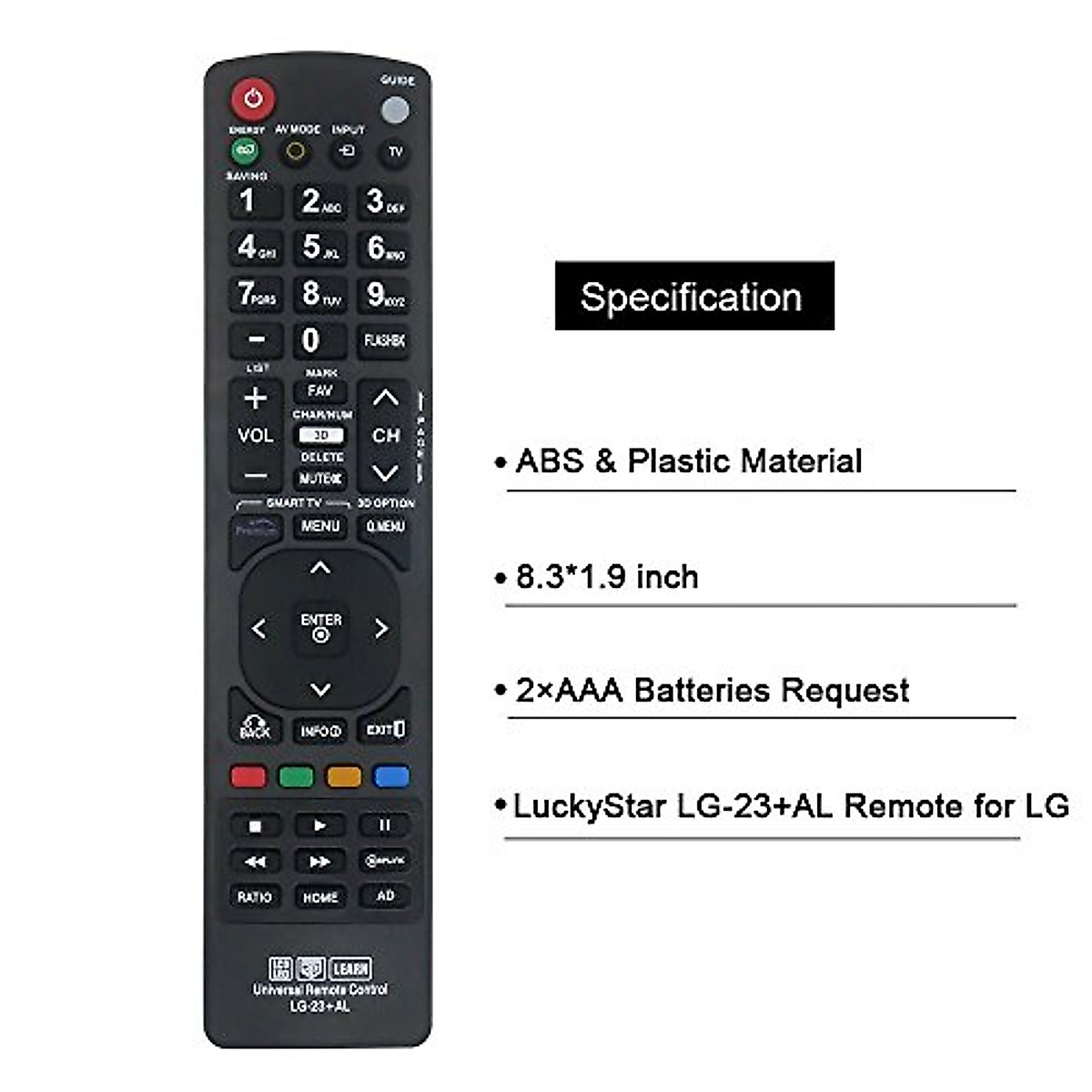 Nettech New LG AKB72915239 Universal Remote Control for All LG Brand TV, Smart TV - 1 Year Warranty(LG-23+AL)