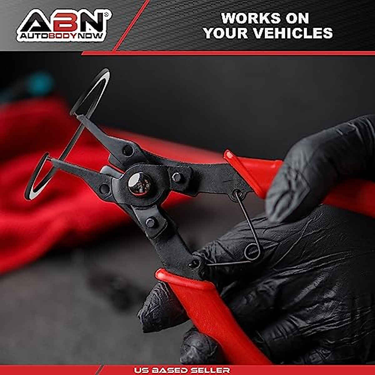 ABN Snap Ring Pliers Set – 5 Pc Interchangeable Jaw Head C Clip Pliers Set – Straight, 45, and 90 Degree Angled Jaws
