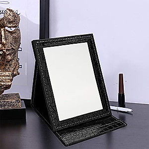 Oneuo Desktop Mirror, Portable Folding Vanity Mirror, Tabletop Mirror with Stand for Cosmetics Personal Beauty, Makeup Mirror