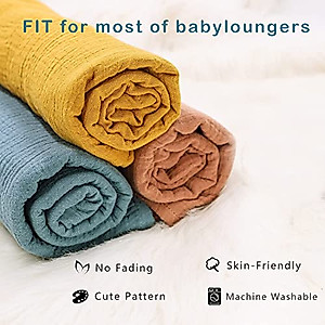 Muslin Baby Lounger Cover 4 Pcs, Soft Cotton Slipcover for Infant Padded Lounger Comfortable Lounger Pillow Case Newborn Floor Seat Cover for Babies Boys Girls (Pink & Gray & Blue & Ginger)