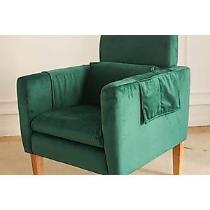 TAKUKA Modern Accent Velvet green Chair Upholstered Armchair with Ottoman Fabric Armchair and Footrest Set Comfy Reading Single Sofa for Living Room Bedroom (Velvet green)