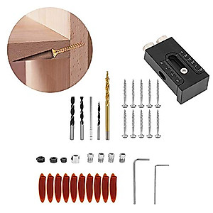 36pcs Pocket Hole Jig Kit, Aluminum Alloy Oblique Drilling Locator, Double Woodwork Guides Joint Angle Tool for Carpenters Angle Drilling Holes