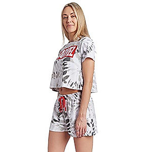 Marvel Avengers Womens Pajama Shirt and Shorts Sleep Set Tie Dye White Medium