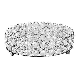 JUOPZKENN Crystal Cosmetic Makeup Tray Jewelry Trinket Tray Organizer Vanity Tray Mirrored Decorative Tray Home Deco Dressers Perfume Skin Care Tray for Christmas Brithday Gift(Silver 20cm)