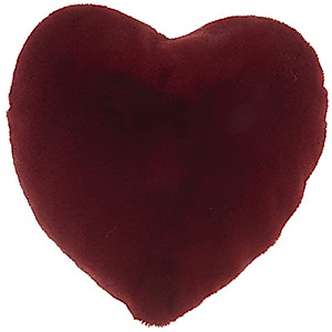 Mina Victory Deep Red Modern Faux Rabbit Fur Heart 18"X18" Throw Pillow