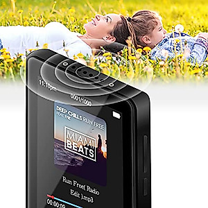 Tenwaa MP3 Music Player with Bluetooth: 16GB Portable Touchscreen Speaker Digital Lossless Sound Hi-Fi for Walking Running FM Radio - Supports up to 128GB TF Card (Black)