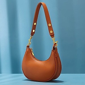 Mn&Sue Women's Leather Shoulder Bag - Classic Medium Hobo Tote - Sleek Crescent Shape for Effortless Style (Brown)