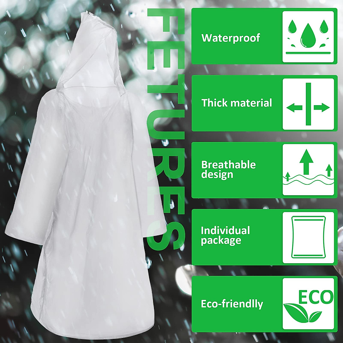 Pasimy 150 Pcs Disposable Rain Ponchos Bulk for Adults Emergency Ponchos with Hood for Man Women Travelling Camping Hiking(Clear)