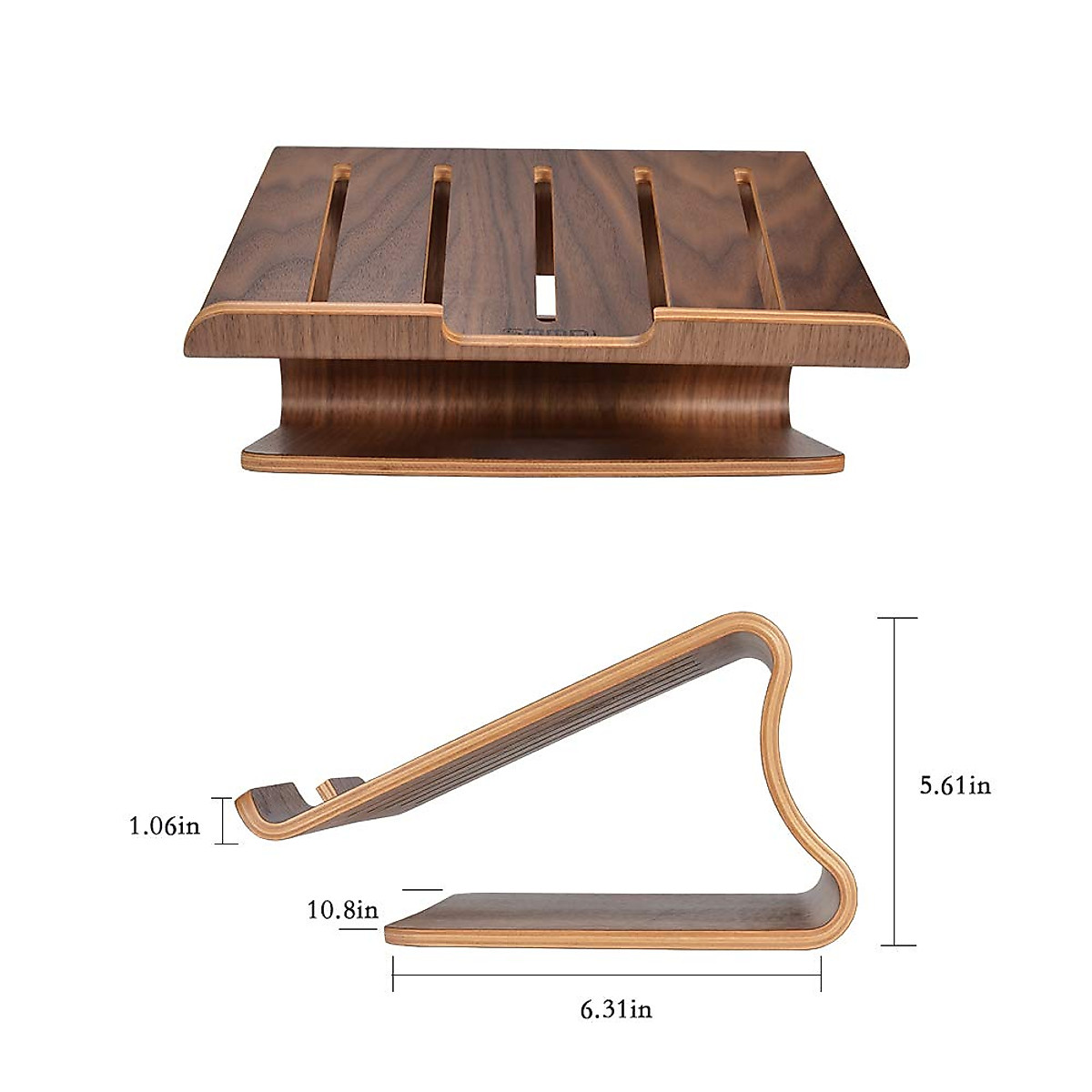 SAMDI Wood Laptop Stand for Desk,Laptop Holder Stand,Wooden Cooling Computer Holder,Suitable for Most laptops Heat Dissipation Shelf (Walnut)