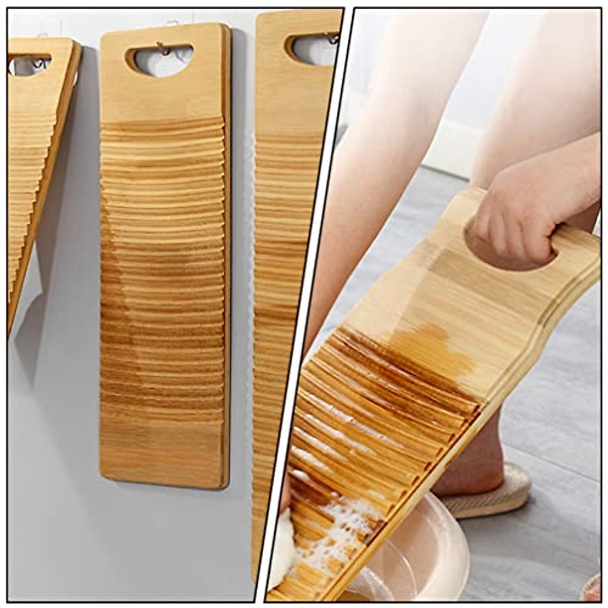 Cabilock Washboard Thickened Wooden Washboard for Laundry Home Wooden Laundry Washboard