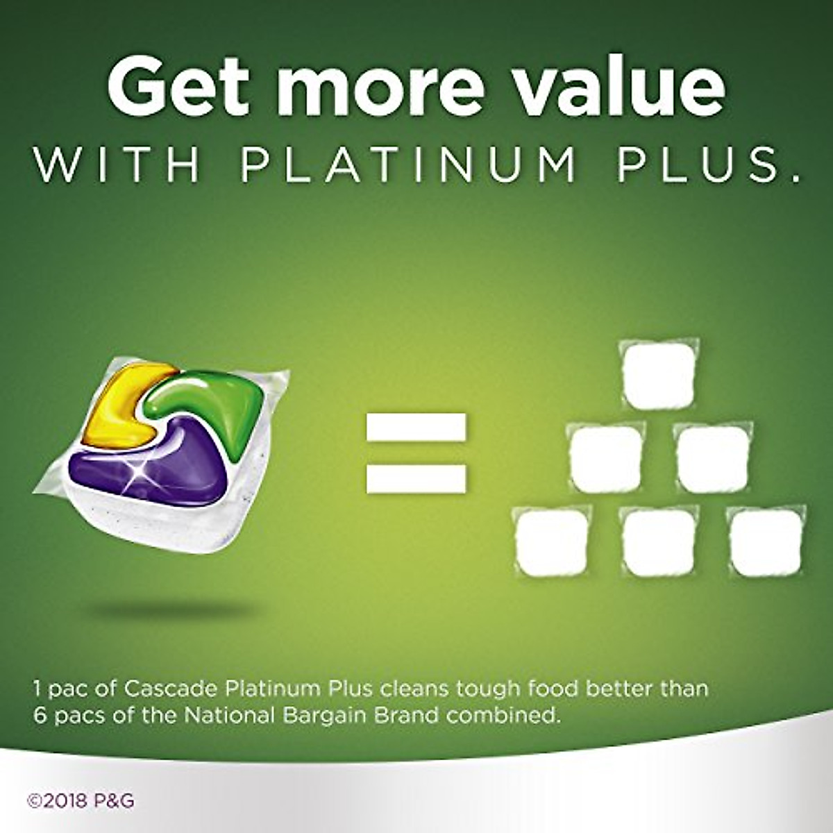 Cascade Platinum Dishwasher Pods, ActionPacs Dishwasher Detergent with Dishwasher Cleaner Action, Lemon Platinum Plus, 70 Count