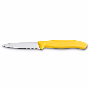 Victorinox 8 cm Pointed Tip/Serrated Edge Blister Packed Paring Knife, Pack of 2, Yellow