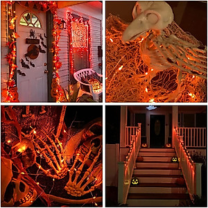 JMEXSUSS 2 Pack Solar Halloween Lights, 33ft 100 LED Outdoor Waterproof Orange Solar Lights for Tree Yard Patio Garden Halloween Thanksgiving Decorations